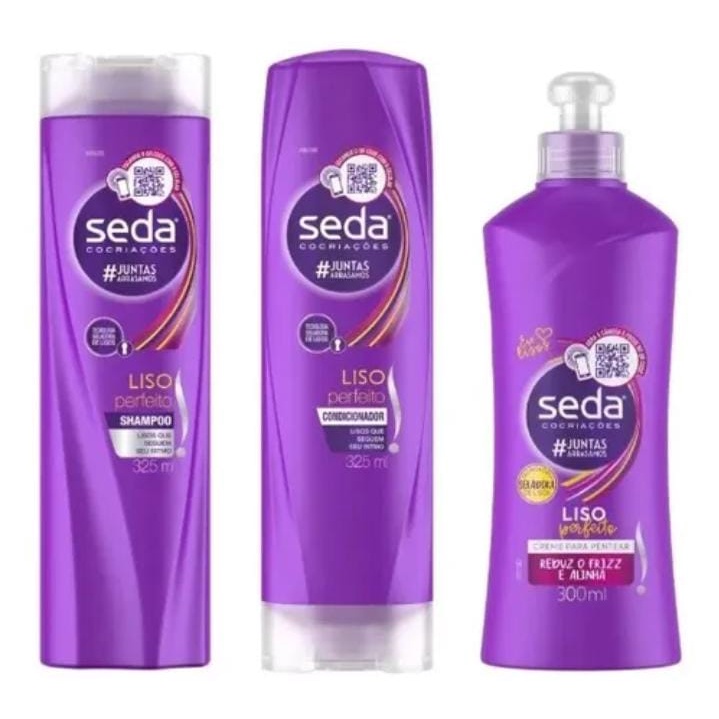 Kit Seda Liso Perfeito Shampoo 325ml + Condicionador 325 ml + Creme ...