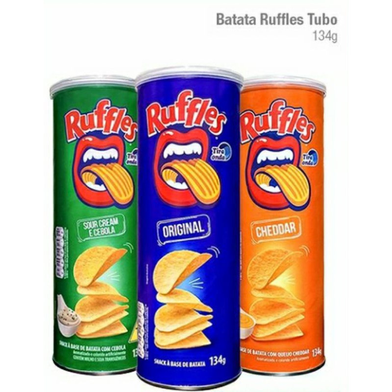BATATA CHIPS RUFFLES CEBOLA E SOUR CREAM ORIGINAL CHEDDAR TUBO - 134g ...