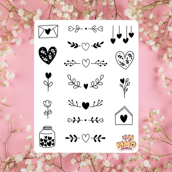 Cartela de Adesivos Black White Love KIMO ADESIVOS | Shopee Brasil