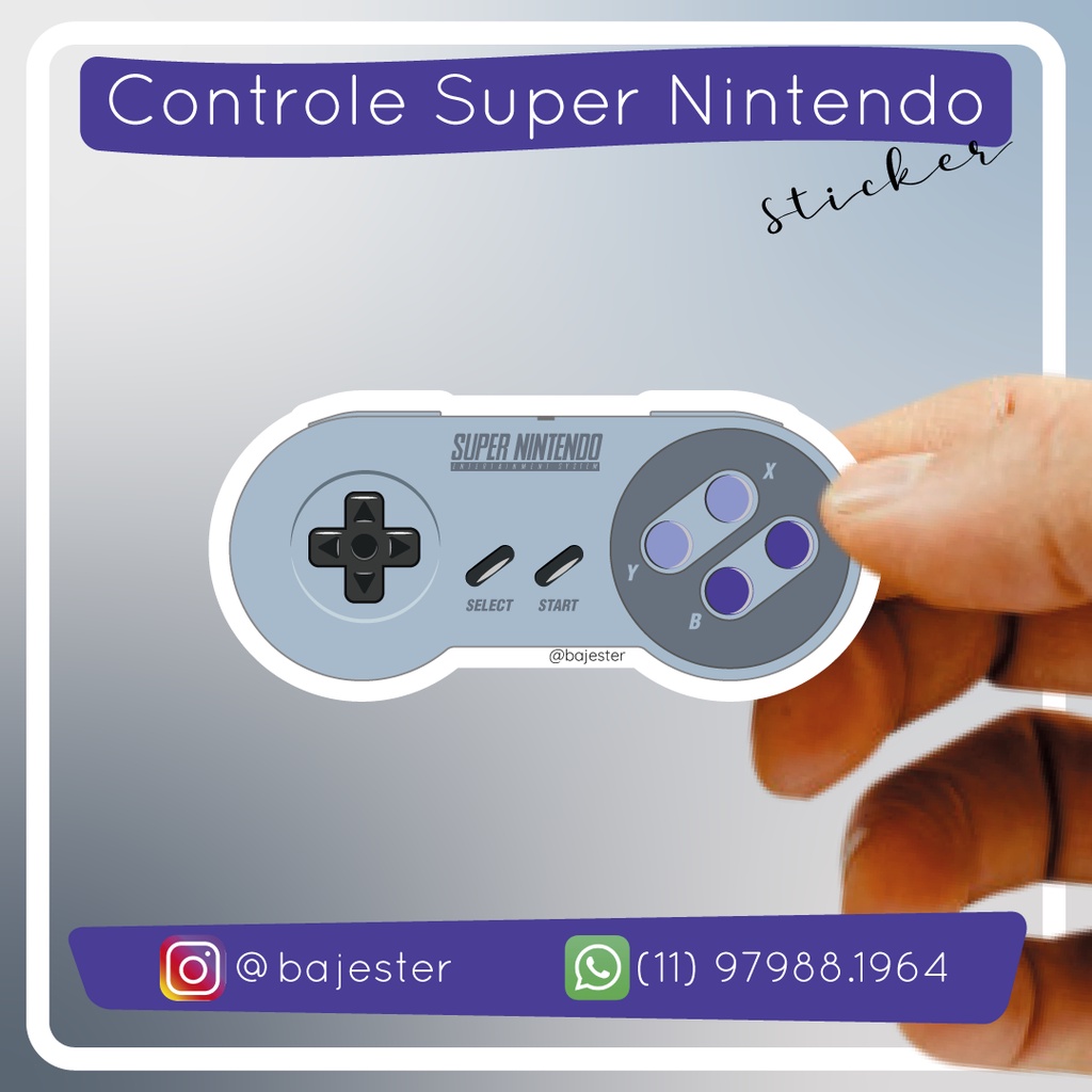 Adesivo Sticker Game Controle Super Nintendo SNES Linha Nintendo ...