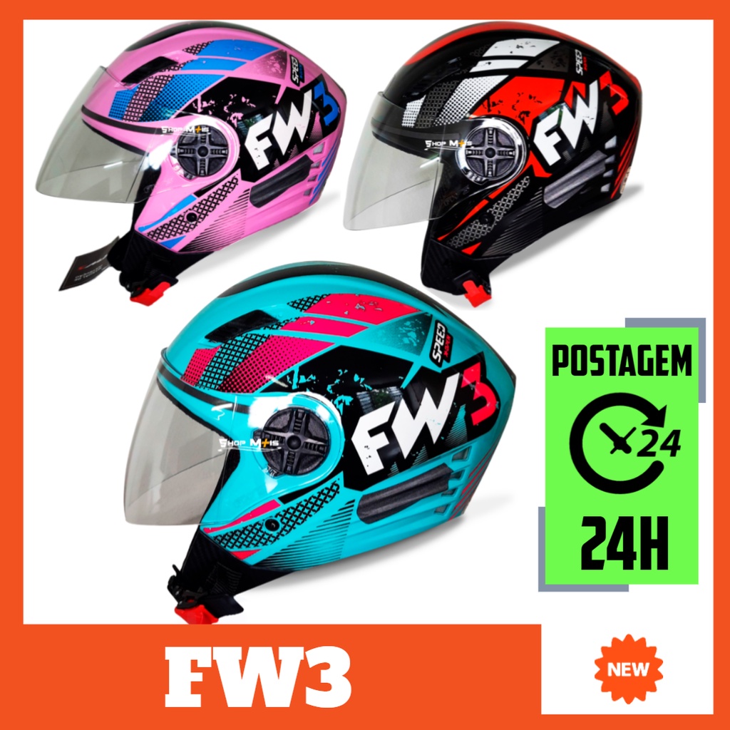 Capacete Fw3 Aberto Lançamento X Open Speed FW3 Original Aprovado ...