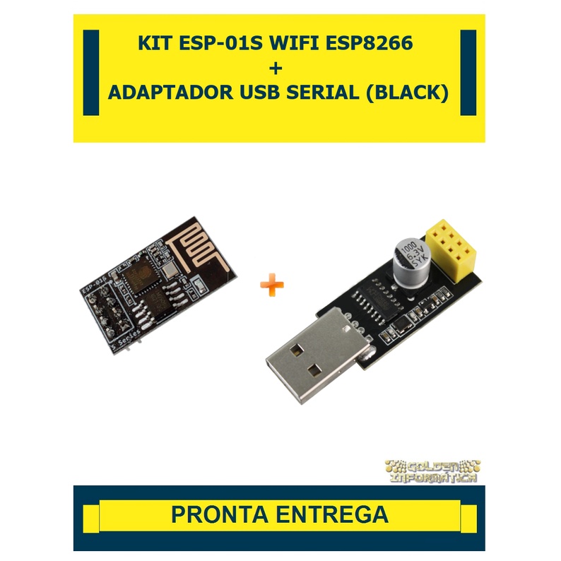 Kit Esp-01s Esp8266 + Adaptador Usb Serial (black) | Shopee Brasil