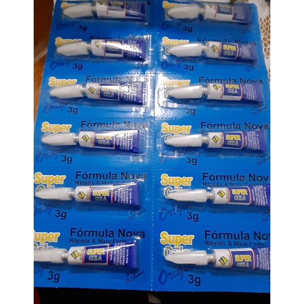Cola tudo instantânea Super Cola Original 3g cartela c 12 | Shopee Brasil