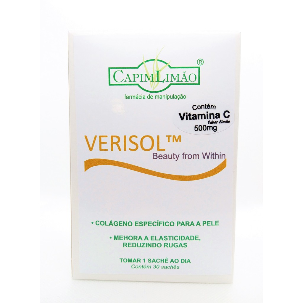 Verisol 2,5gr + Vitamina C 500mg 30 sachês sabor limão | Shopee Brasil