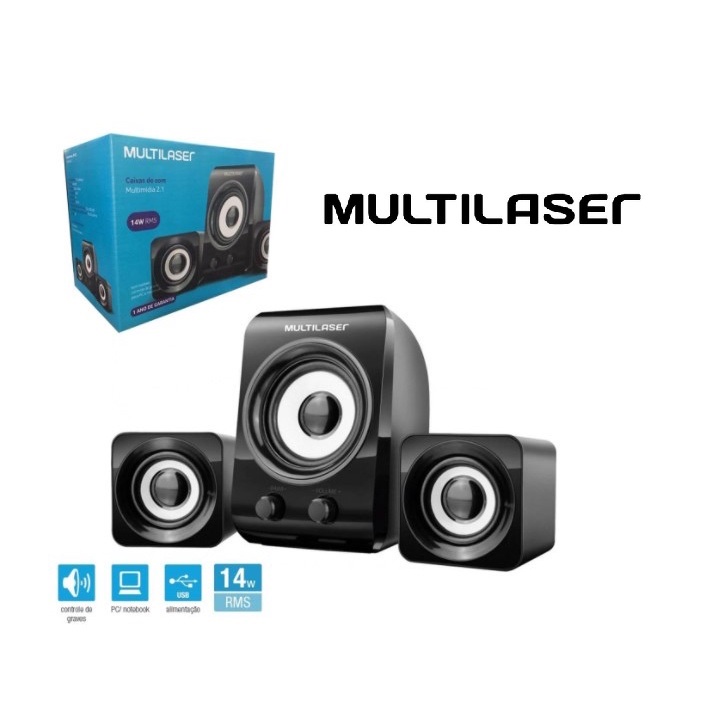 Caixa De Som Alto Falante Para PC Computador Notebook c/ Subwoofer ...