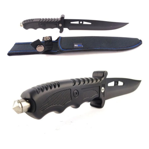 Faca Tatica Taue Inox Preta Fosca Camping Pesca 6626A | Shopee Brasil