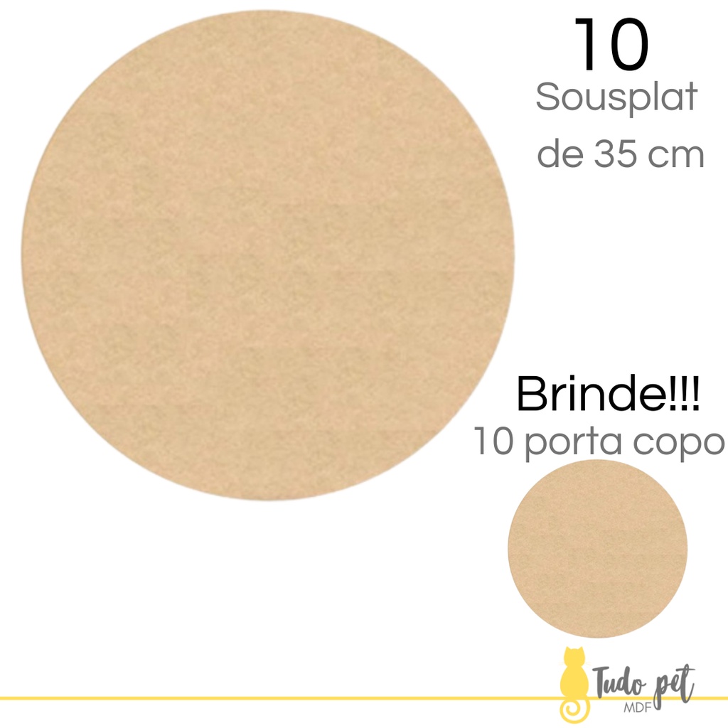 10x Sousplat Supla Soupla Suplat Jogo Americano Artesanato Mdf cru 35cm ...