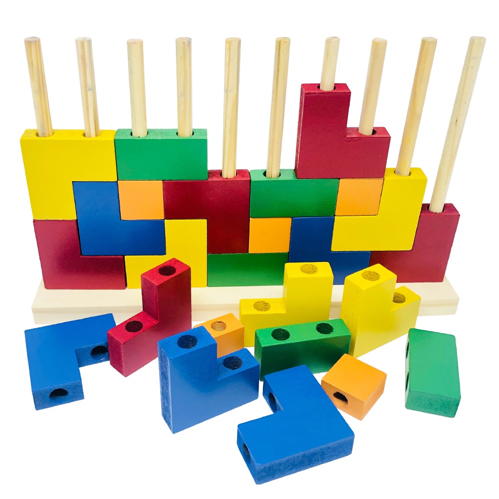 Brinquedo Educativo Blocos de Montar de Madeira Infantil | Shopee Brasil