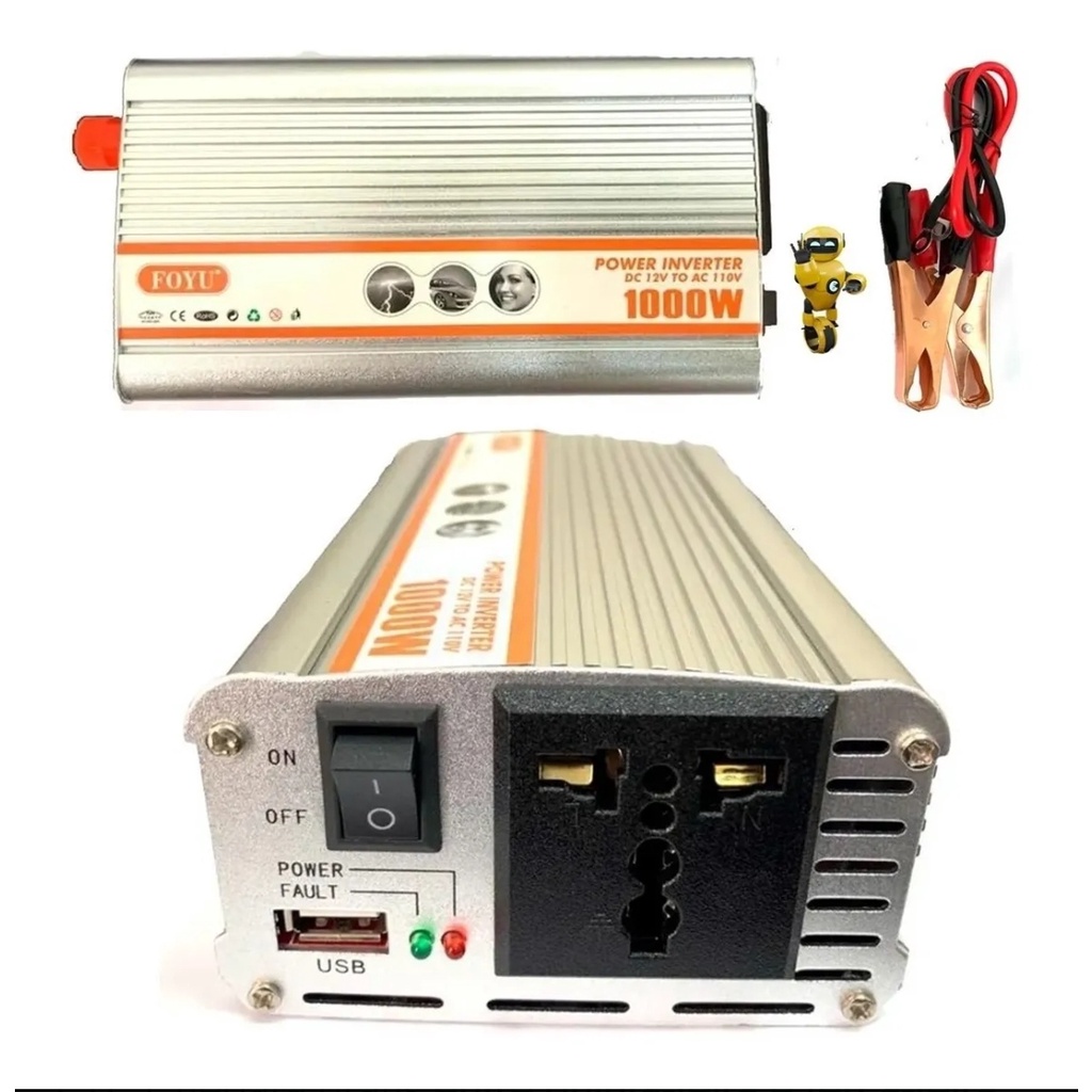 Inversor De Tensão Veicular 1000w ou 2000w Energia 12v P/ 110v Carro | Shopee Brasil