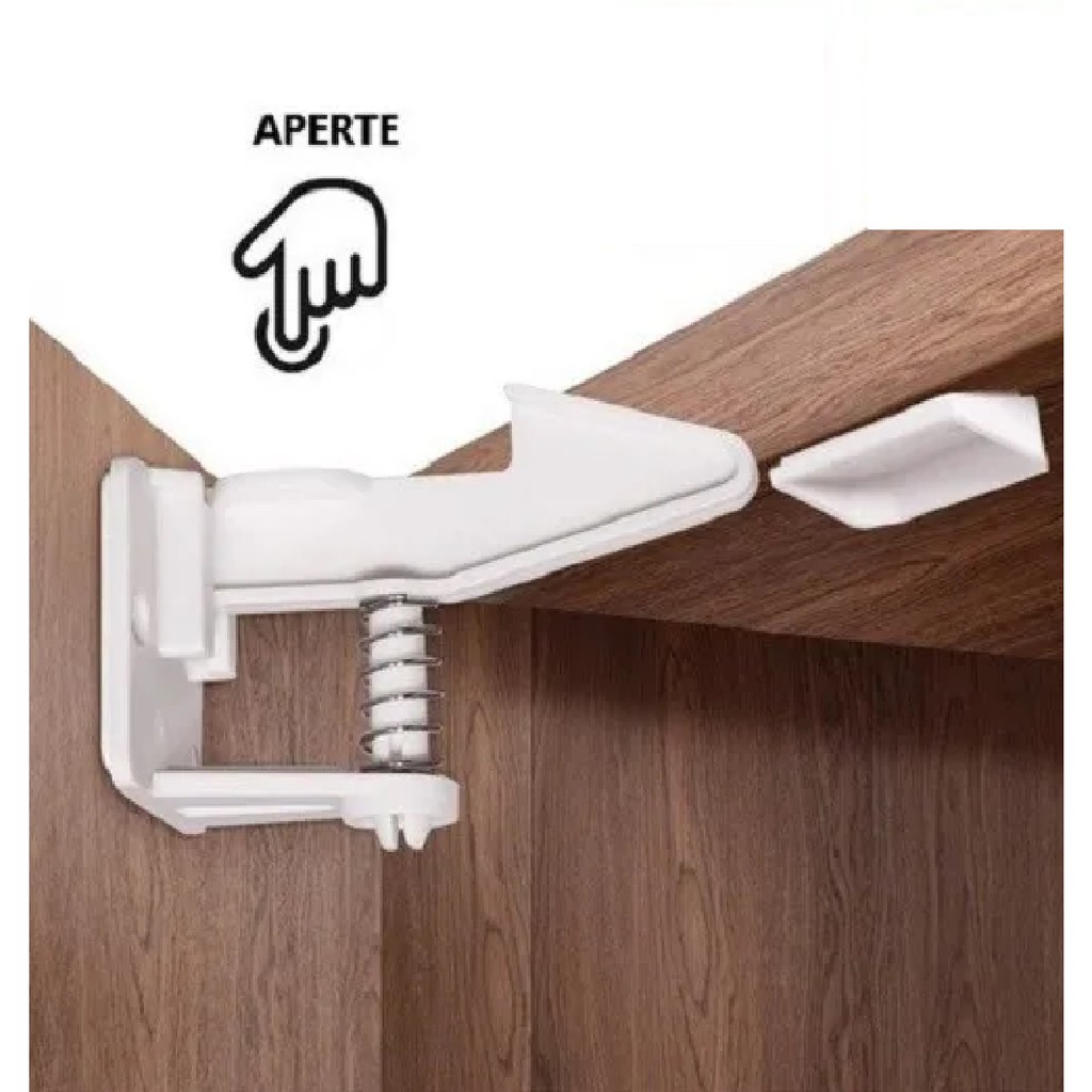 Kit 8 un Trava Click Gaveta Porta Armário Segurança Proteção Bebê ...