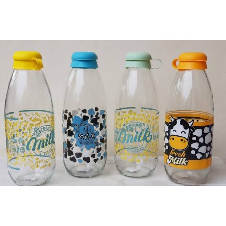 Garrafa leiteira leite água sucos De Vidro Decoradas lindas de 1 litro ...