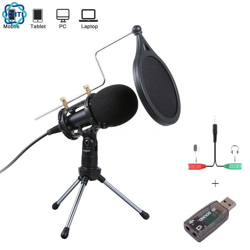 Microfone Condensador Com Fio Microfone De Áudio 3.5mm Estúdio Mic ...