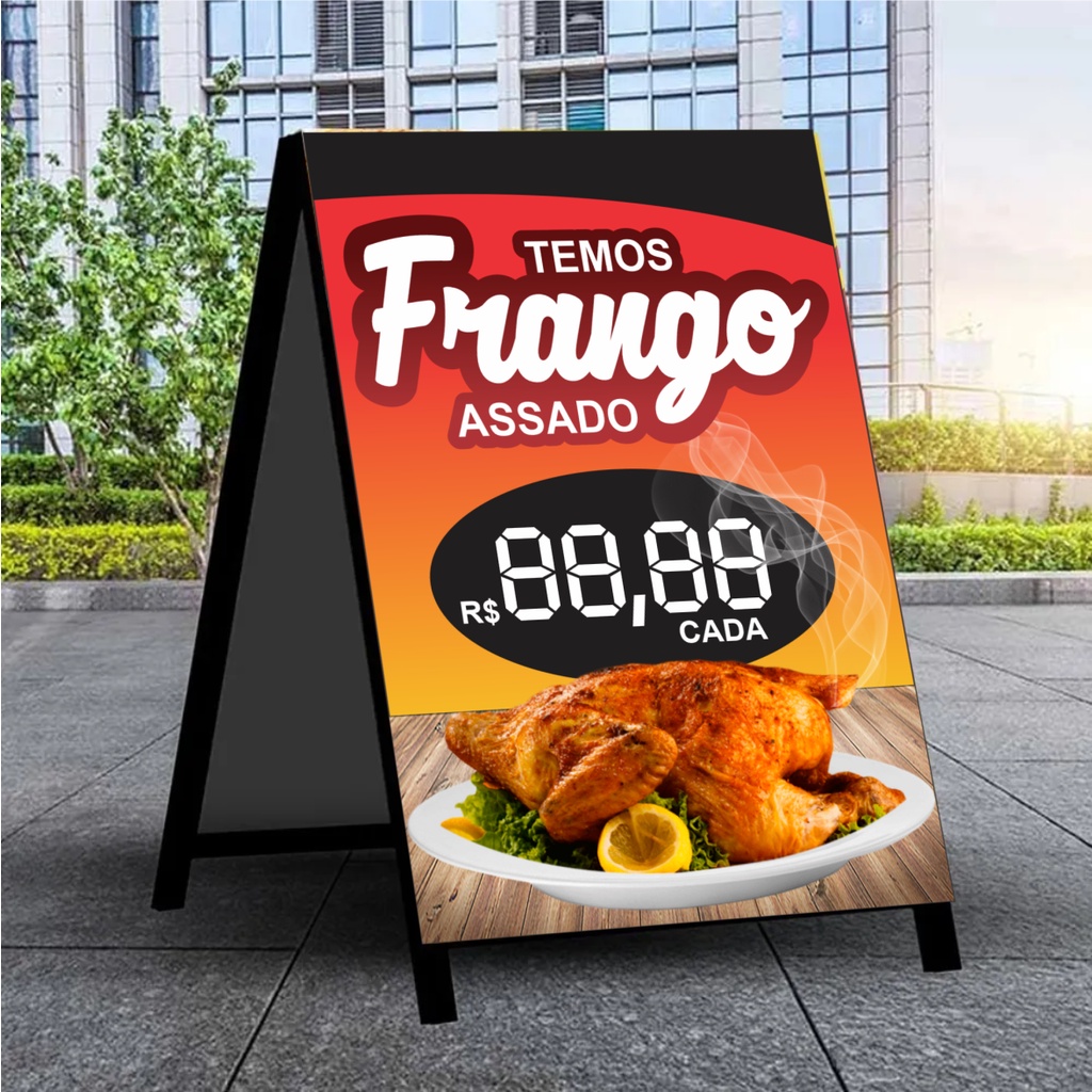 Cavalete 2 LADOS Frango Assado - 45x65 | Shopee Brasil