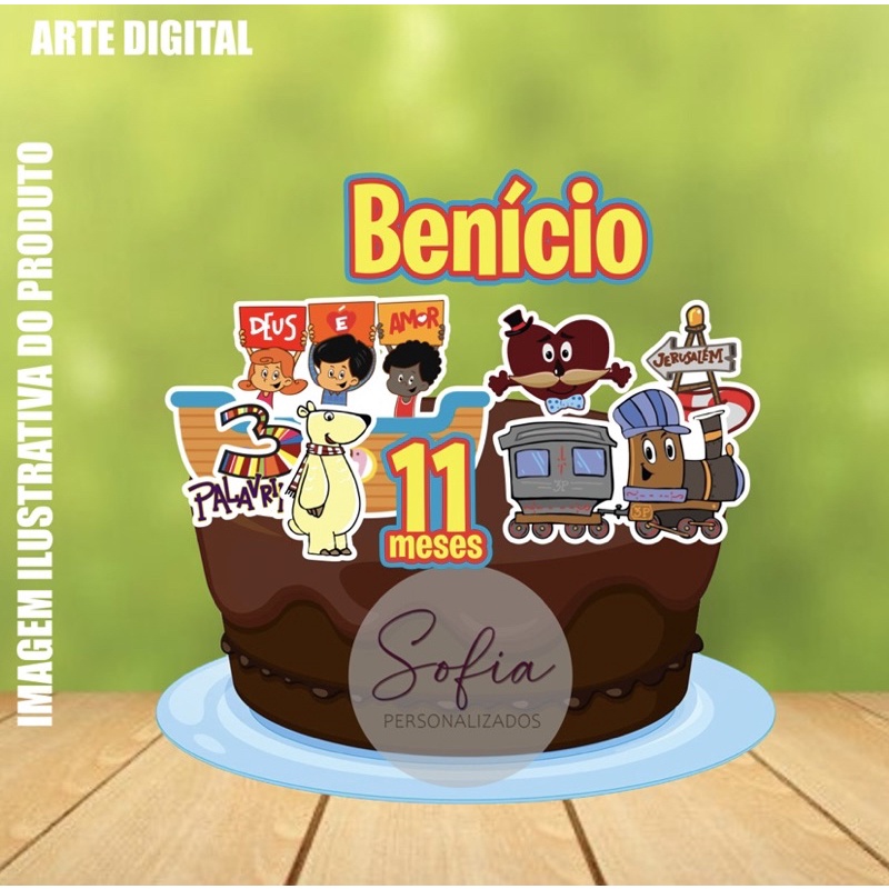 Topo de Bolo - Topper de Bolo Personalizado Aniversário 3 Palavrinhas ...