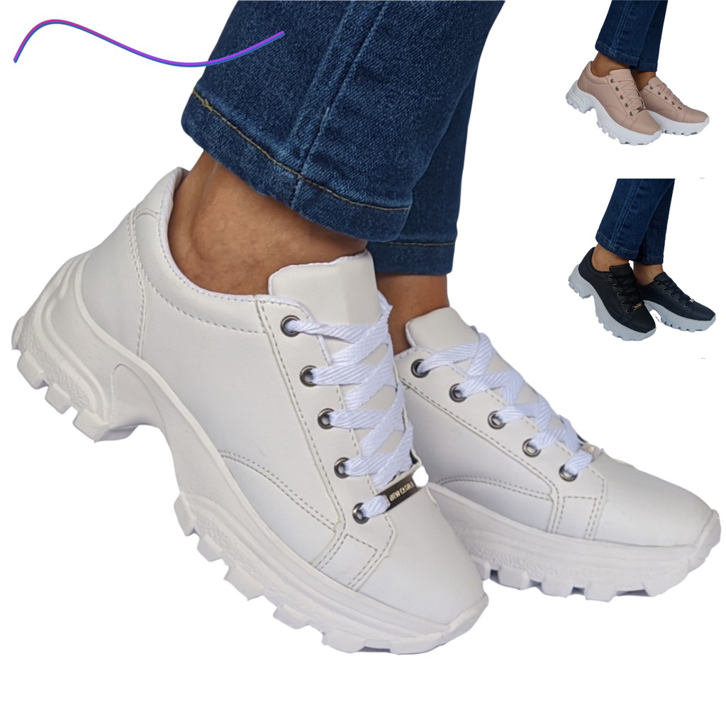 Tênis Feminino Chunky Sneaker Plataforma Tratorado Blogueira Casual. | Shopee Brasil