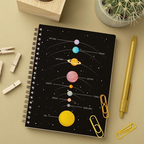 Caderno Planetas Astronomia Sistema Solar Capa dura A5 | Shopee Brasil