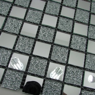 Pastilha de parede auto adesivas Vidro Espelhada Prateada Xadrez ...