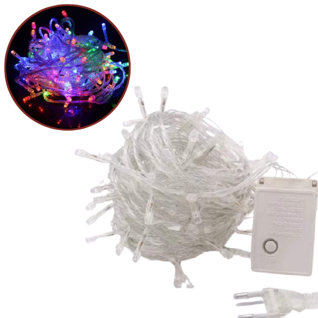 Pisca Pisca de Led com 100 Leds COLORIDOS com 8 Funções 127v Natal ...