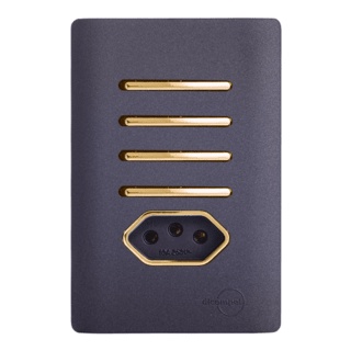 Interruptor 4 Teclas Paralelo + 1 Tomada de 20A Preto Grafite com Dourado Dicompel Novara ...