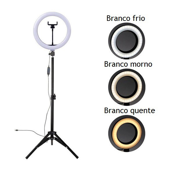 Ring Light 10 Polegadas Tripe 2 metros Suporte de Celular 25w Gravar Vídeos | Shopee Brasil