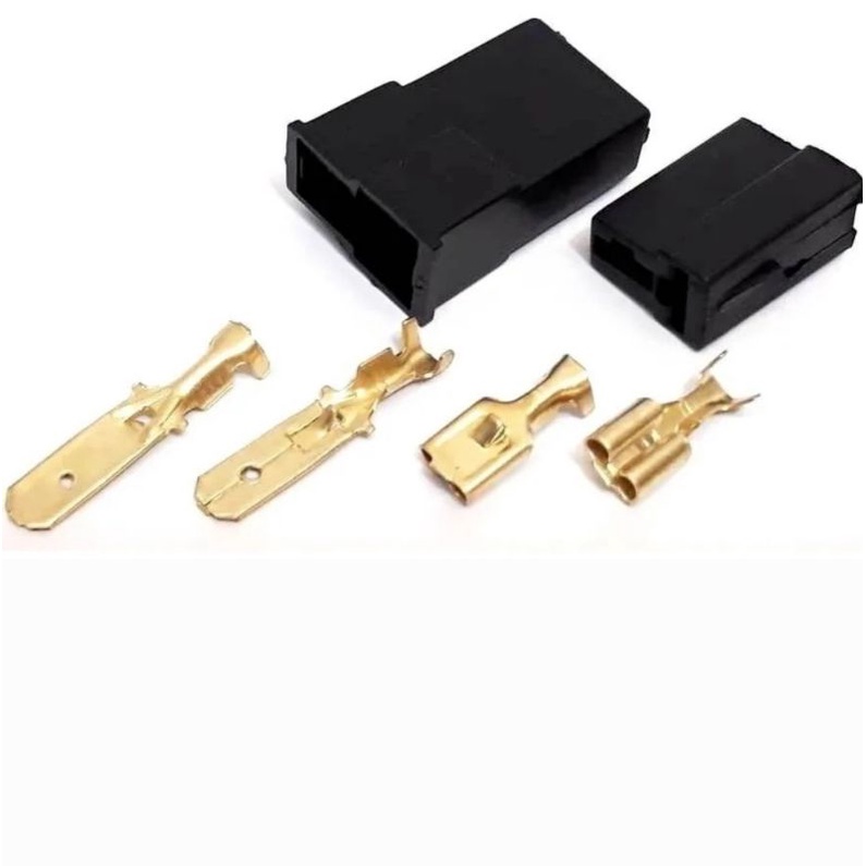100 pares Conectores 2 Vias com Terminais Macho e Fêmea para Instalar Caixa Som Automotivo ...