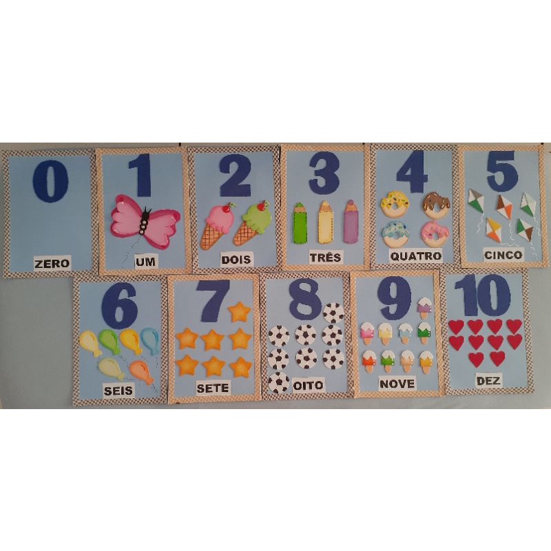 Números 0 a 10 ilustrado de EVA | Shopee Brasil