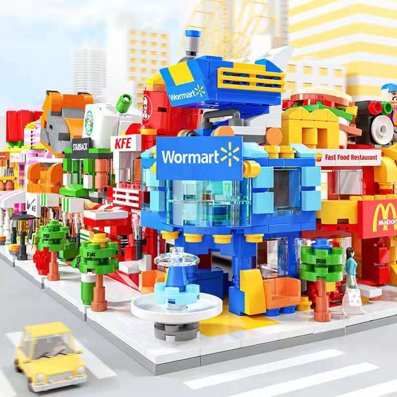 Mini City Street View Building Blocks Mcdonod House Brinquedos ...