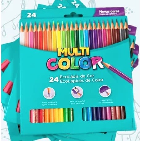 Multi Color Lápis De Cor 24 Unidades EcoLápis Cores Fortes | Shopee Brasil