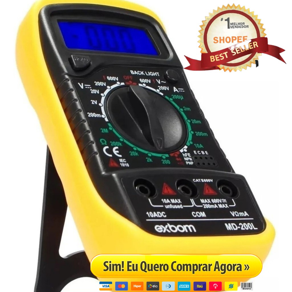 Multímetro Digital Portátil Profissional Com Apoio Beep Visor ...