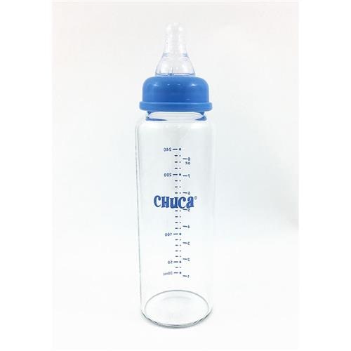 MAMADEIRA VIDRO BICO SILICONE CHUCA BABY - 240 ml (AZUL) | Shopee Brasil