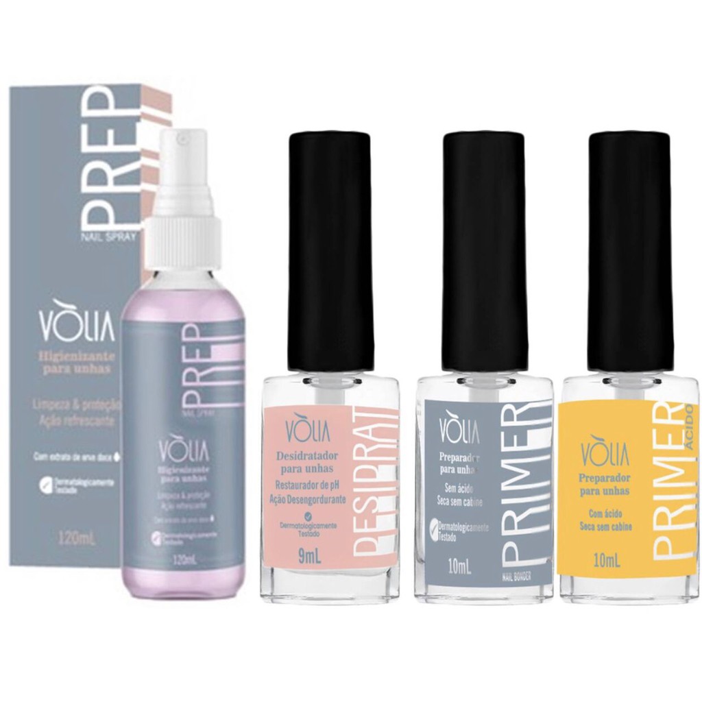 kit preparadores vólia prep 350+desidrat 9ml + Primer S/ Ácido 10ml ...