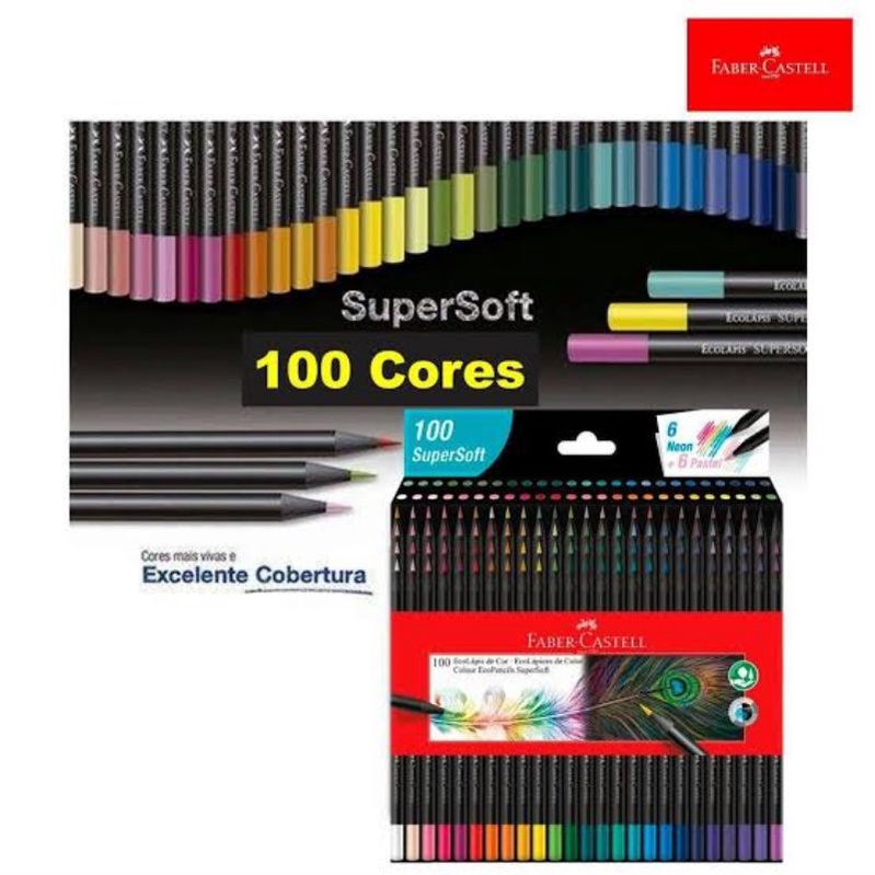 Lápis de Cor 100 cores Faber Castell | Shopee Brasil