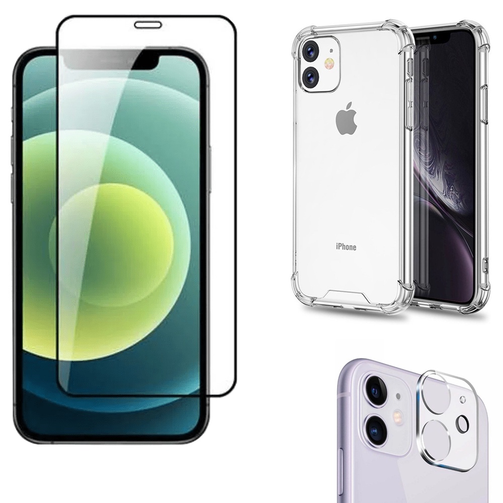 KIT IPhone 11 | Pro | Pro Max | Película de Vidro 3D - Capa Capinha Anti Shock - Película da ...