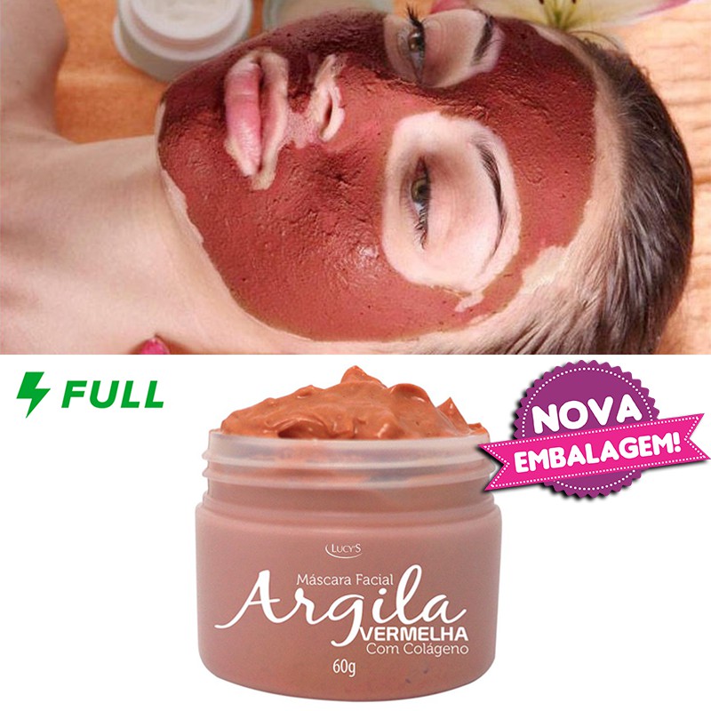 Máscara Facial Argila Vermelha com Ácido Hialurônico e Vitamina E 60g ...