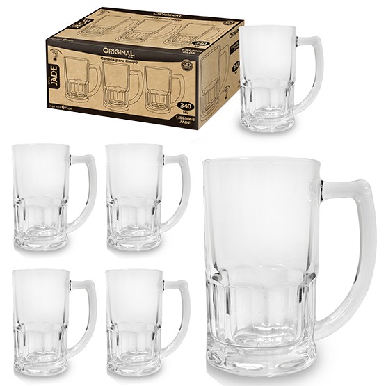 CANECA DE CHOPP JADE COM 6 UNIDADES-340 ML-SL0868- SALIM | Shopee Brasil