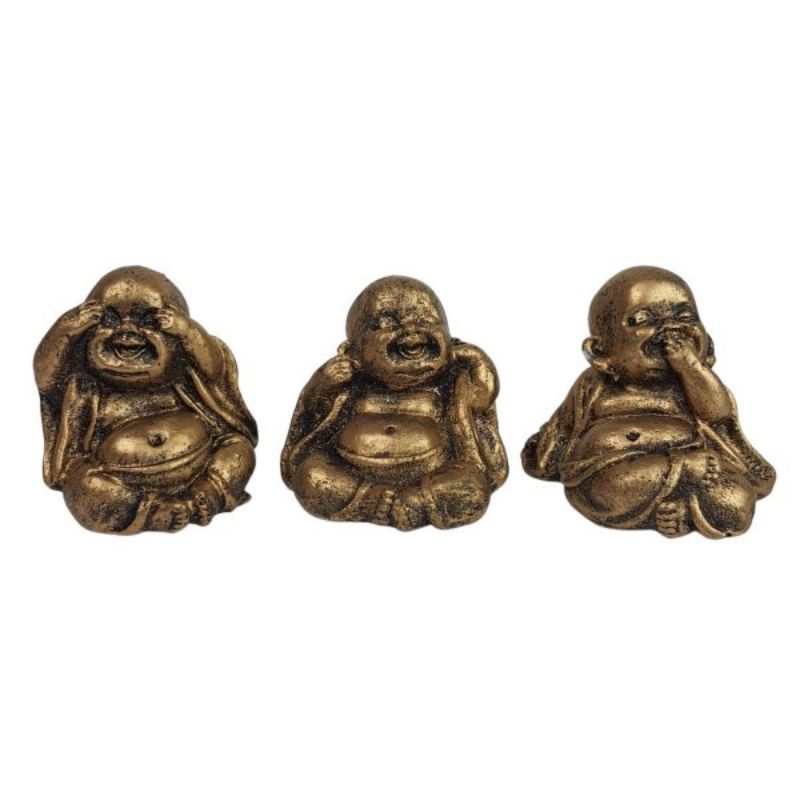 Trio de Buda chinês mini sábios religião enfeite decoração em resina ...