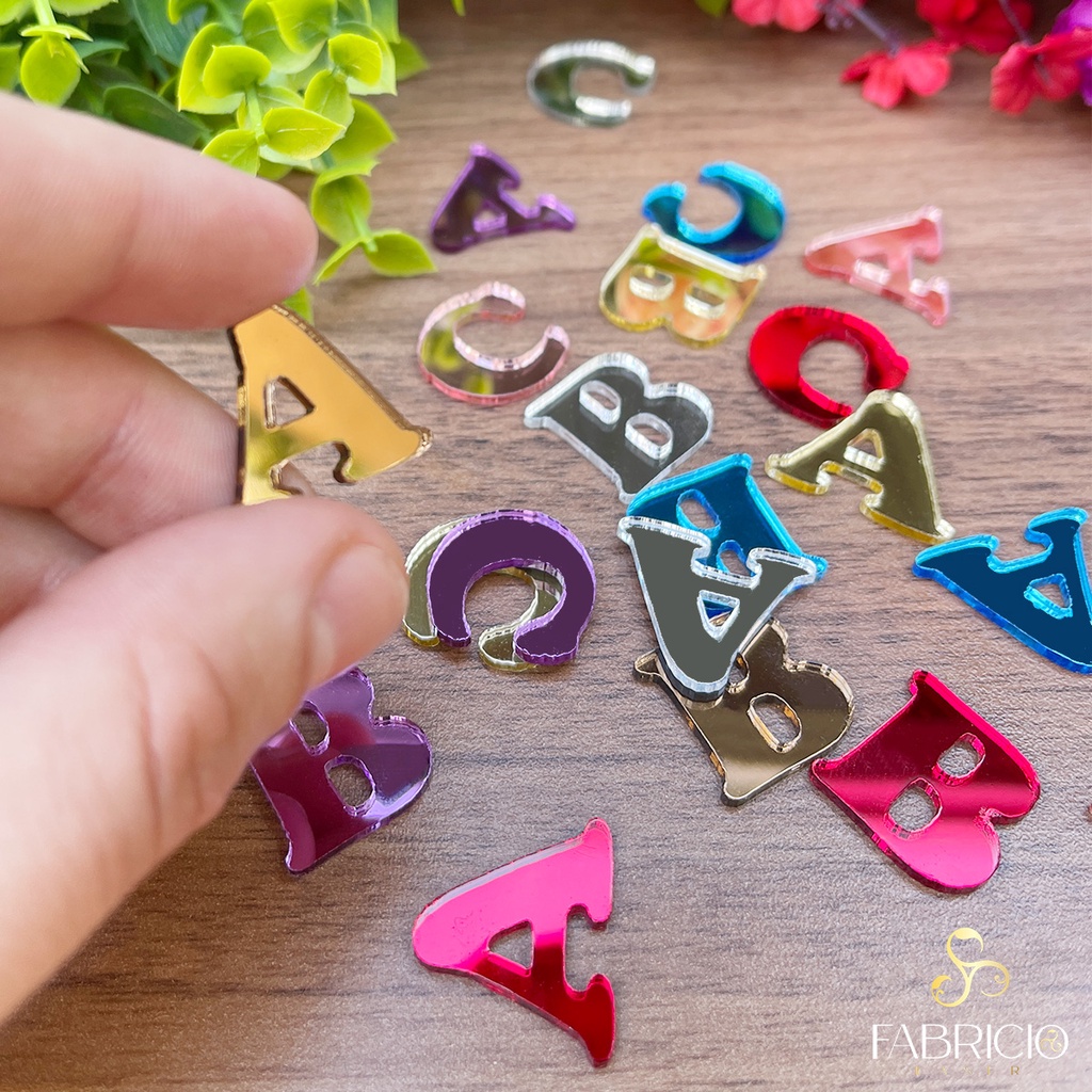 Letras Letrinha Cooper Black Aplique em Acrilico Espelhado 10 Cores ...