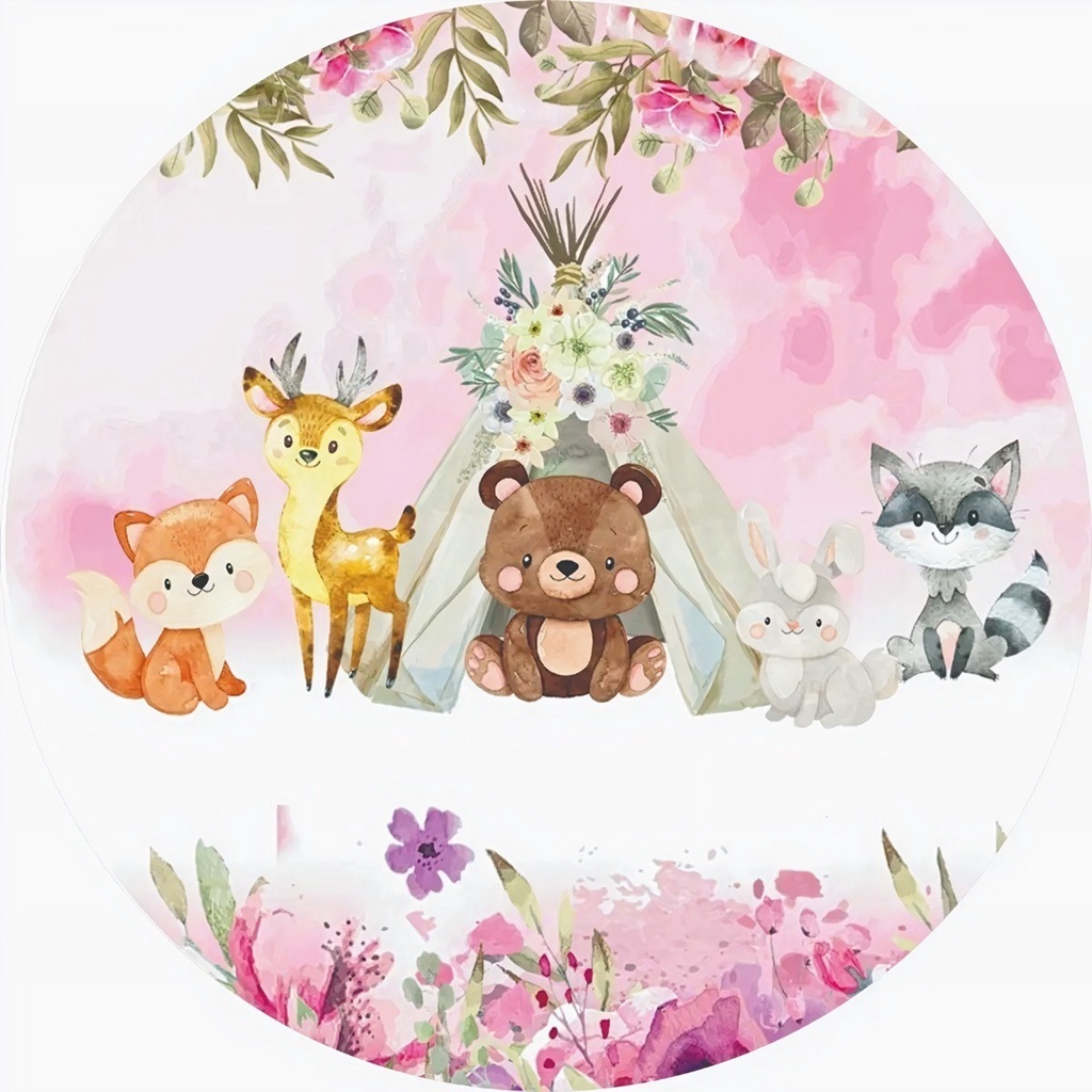 Painel de Festa Redondo Tema Bosque Encantado Veste fácil | Shopee Brasil