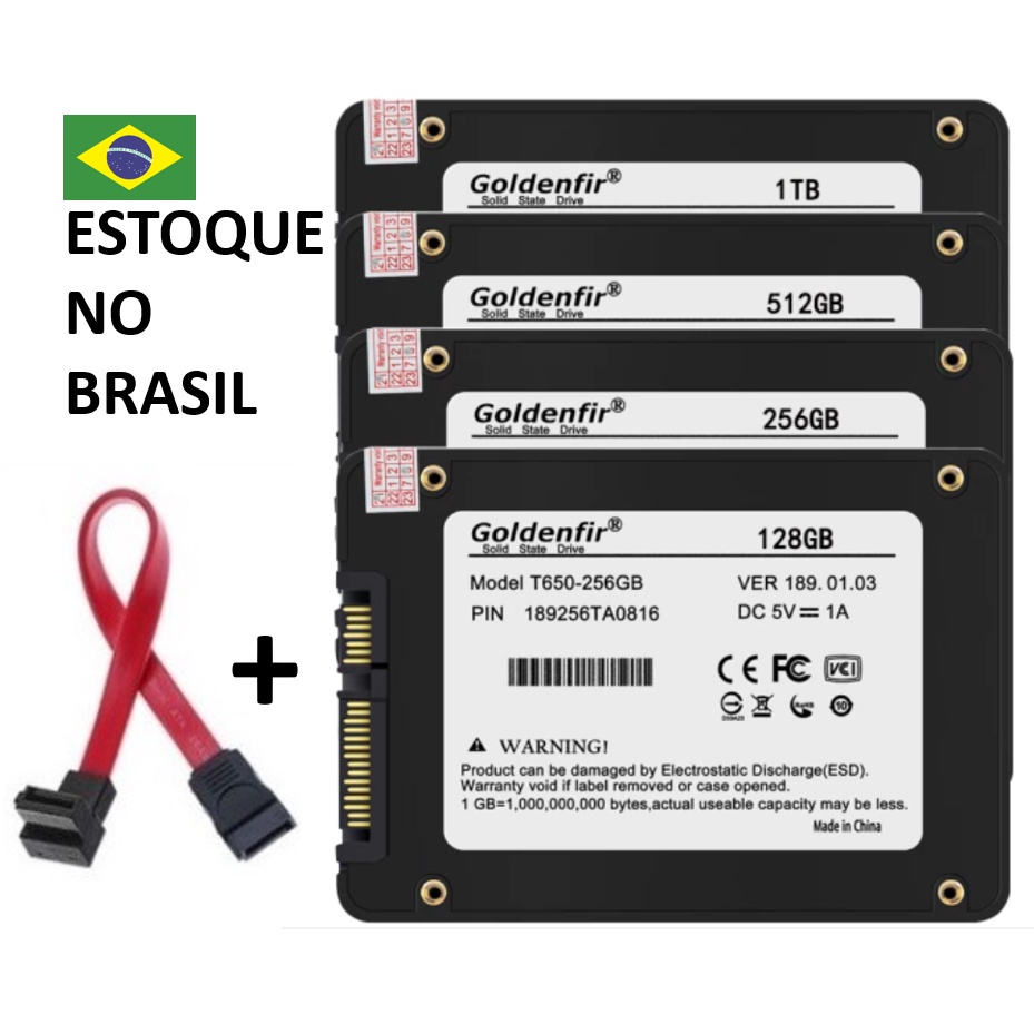 Goldenfir SATA2.5 SSD 120GB/128GB/240GB/256GB/480GB/512GB/1TB | Shopee Brasil