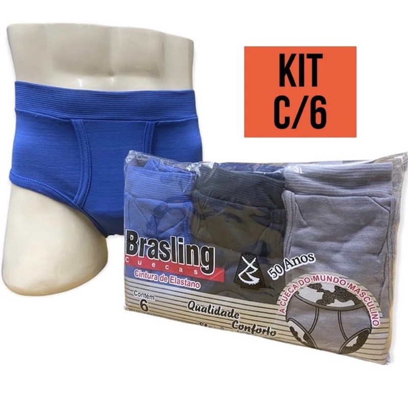 Klt6 Cuecas Slip Com Abertura Frontal Brasling Adulto cores diversas ...