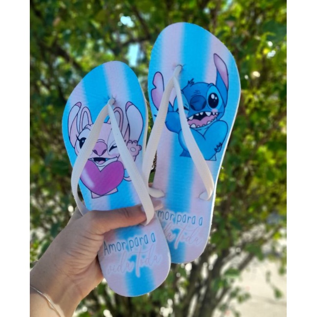 Chinelo Stitch e Angel dia dos namorados - Amor para toda vida | Shopee ...
