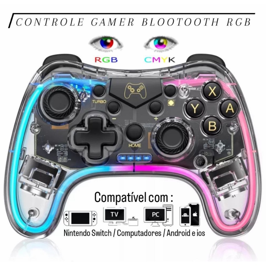 Controle Gamer RGB Bluetooth Controle para Computador/PC/Switch ...