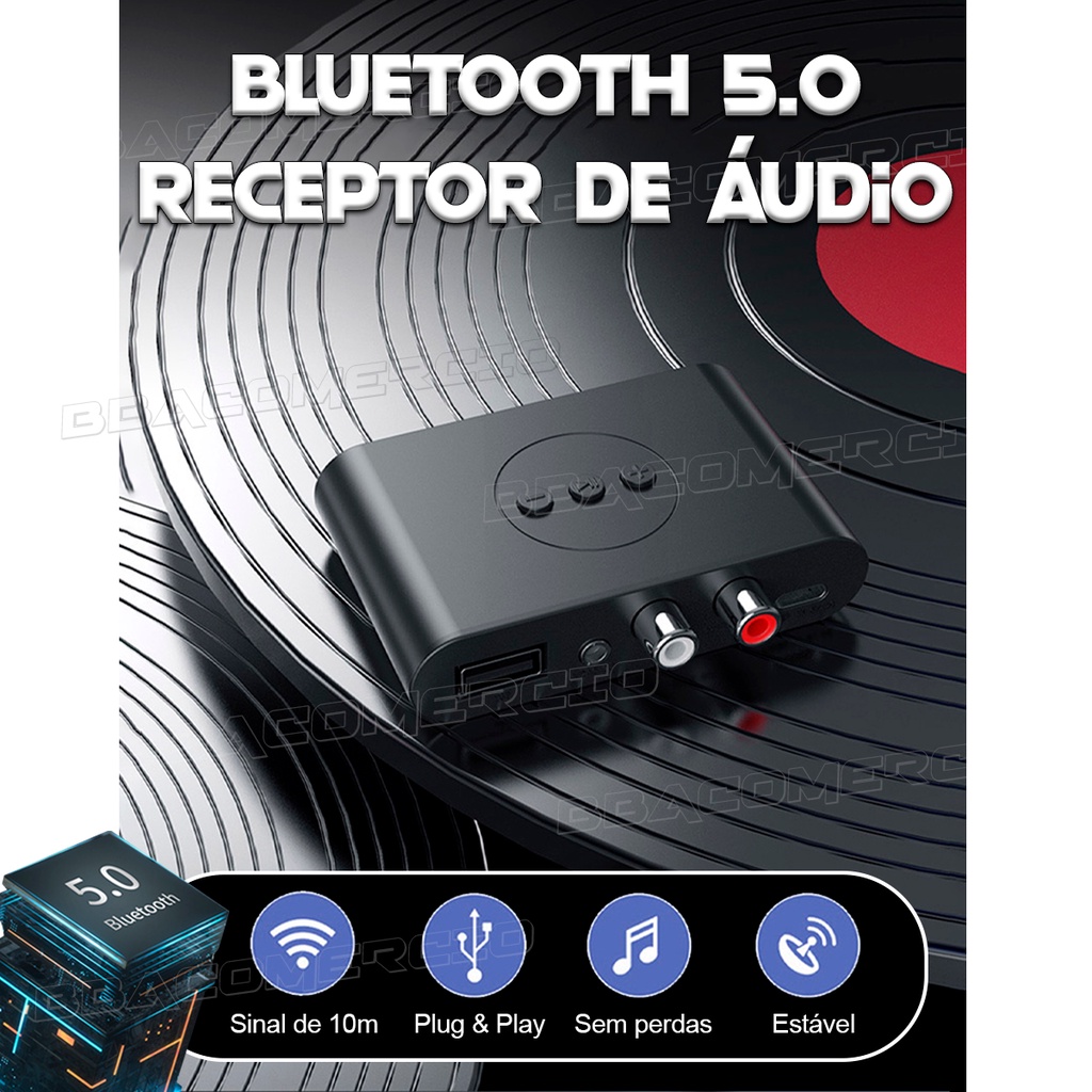 Receptor De Áudio Usb Tipo-C Bluetooth 5.3 Nfc Com P2 E Rca Para Carro ...