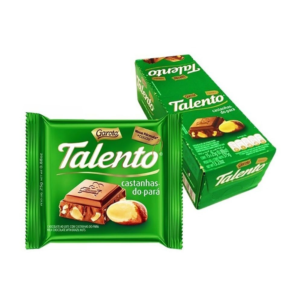 Chocolate Mini Talento Verde Castanha Pará 15X25g - Garoto | Shopee Brasil