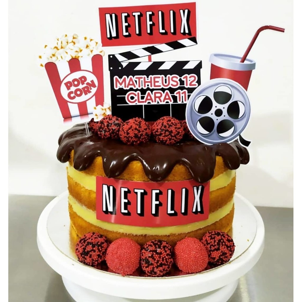 Topo Topper De Bolo Netflix Personalizado Colado | Shopee Brasil