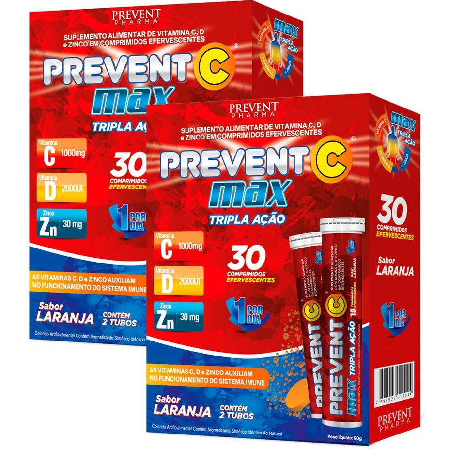 Prevent Max Tripla Acao Vitamina C D E Zinco 60 Comprimidos | Shopee Brasil