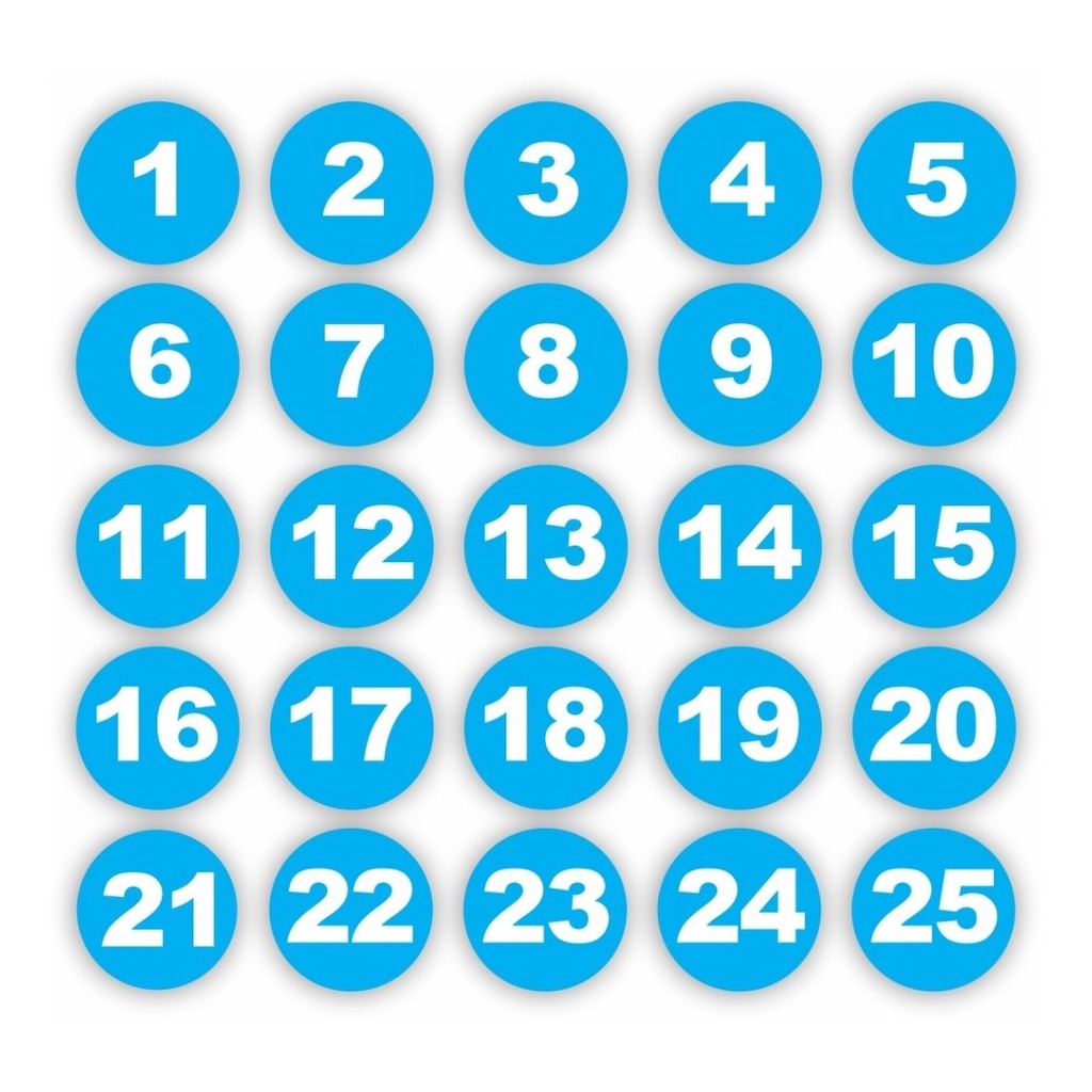Adesivos Numerados 1 A 100 Redondo Azul Claro Medida 1cm | Shopee Brasil