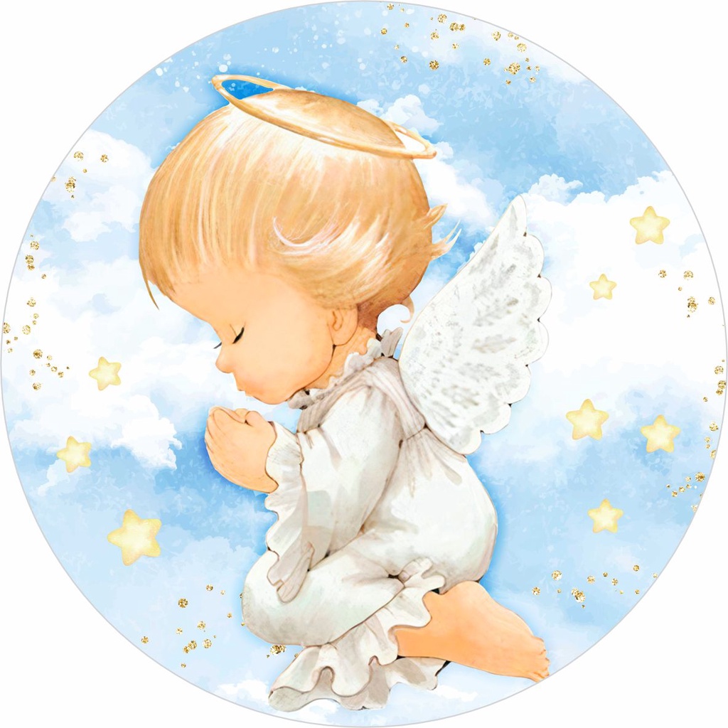 Painel Redondo Tecido Sublimado Batizado Anjinho 5 | Shopee Brasil