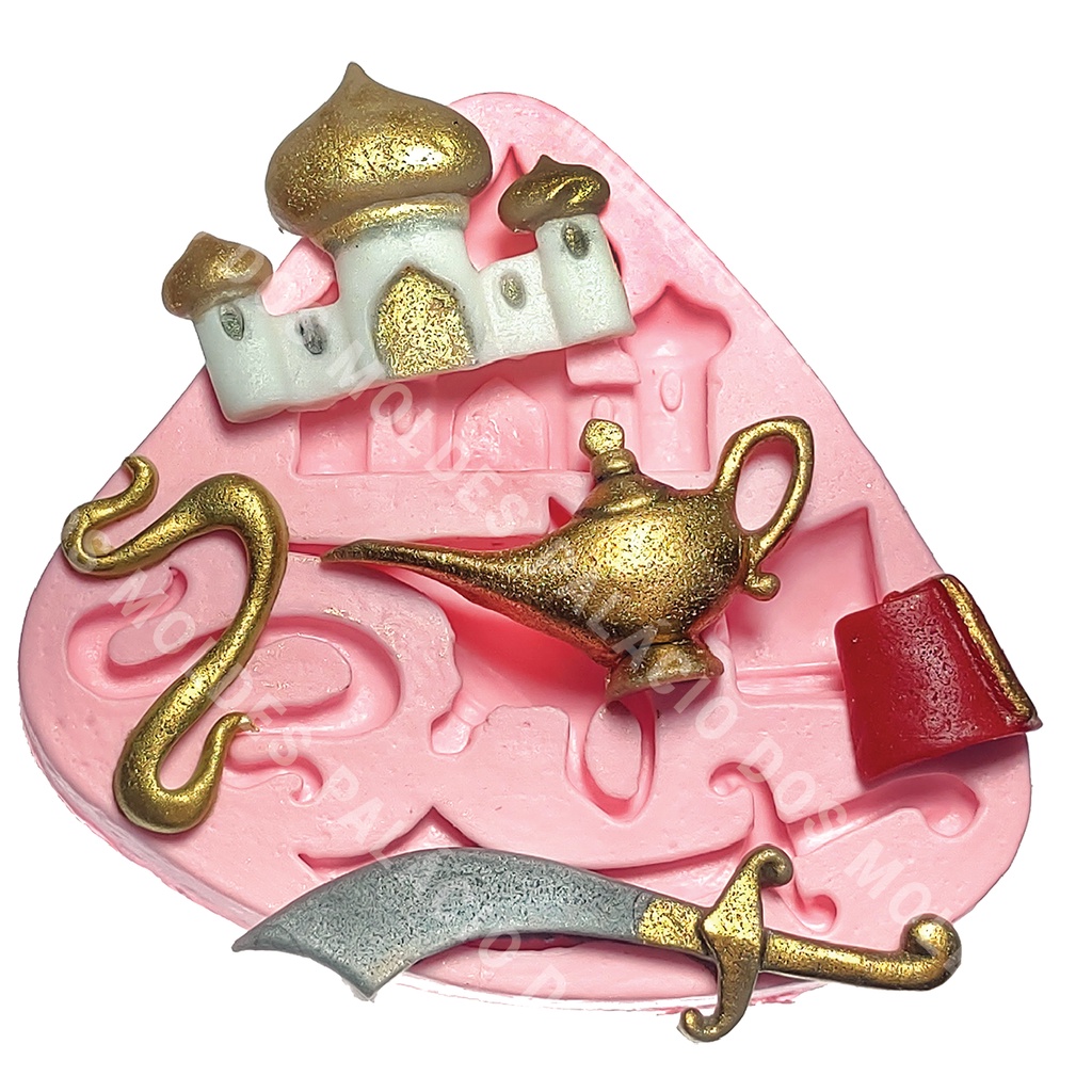 Molde de Silicone Aladdin Disney Pasta Americana Bicuit Resina | Shopee ...