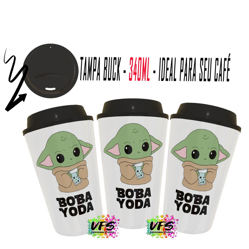 Copo Buck 340 ml - StarBucks - Star Wars Boba Yoda - (Tampa Buck 340 ml ...